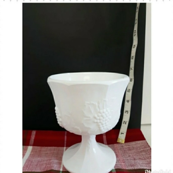 unknown | Other | Vintage White Milk Glass Compote Bowl Candy Dish Pedestal Bowl Grapevine 6 T ...